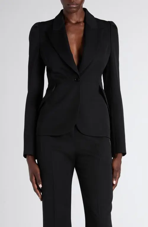 Alexander McQueen Puff Shoulder Wool Grain De Poudre Blazer