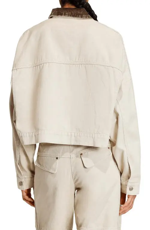 ADIDAS ORIGINALS Essential Canvas Oversize Track Jacket - Stone Khaki