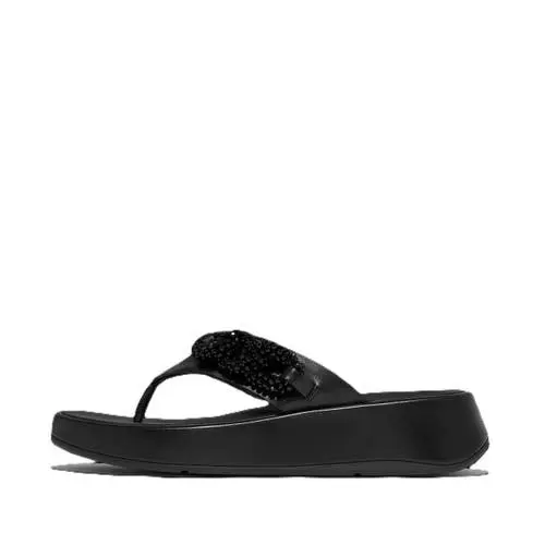 Fitflop F-mode Beaded Chain Leather Sandals - Black