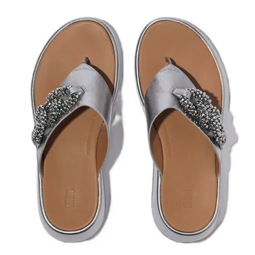 Fitflop F-mode Beaded Chain Toe Post Sandals - Silvereen