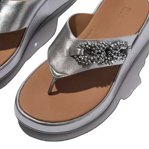Fitflop F-mode Beaded Chain Toe Post Sandals - Silvereen