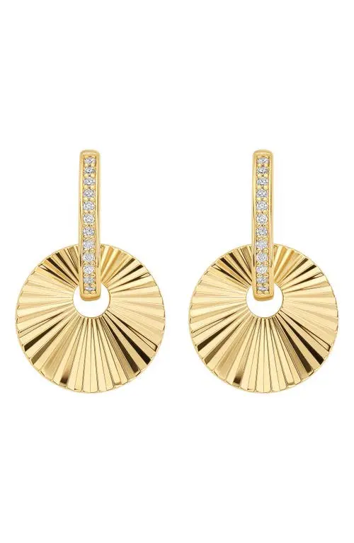 ATHRA LUXE Dolce Sole Fluted Round Drop Huggie Hoop Earrings - Gold