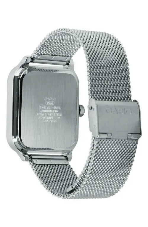 Casio Moonphase Mesh Strap Watch - Silver/black