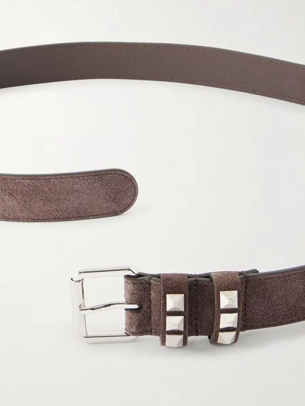 Valentino Garavani 3cm Rockstud Suede Belt - Brown