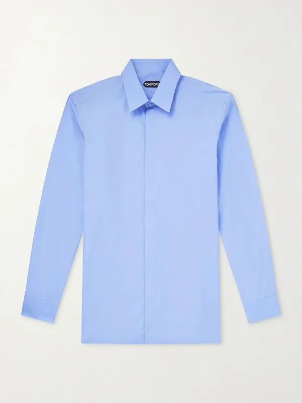TOM FORD Cotton-poplin Shirt - Blue