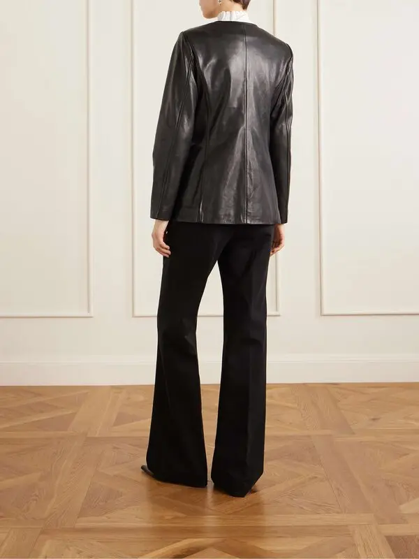 Nour Hammour Maud Paneled Leather Jacket - Black