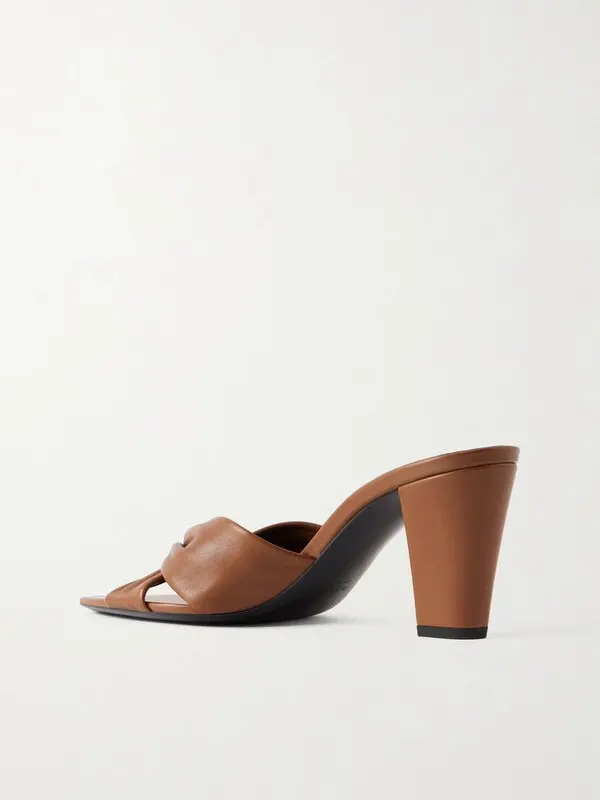 Saint Laurent Franciane Twisted Leather Mules - Brown
