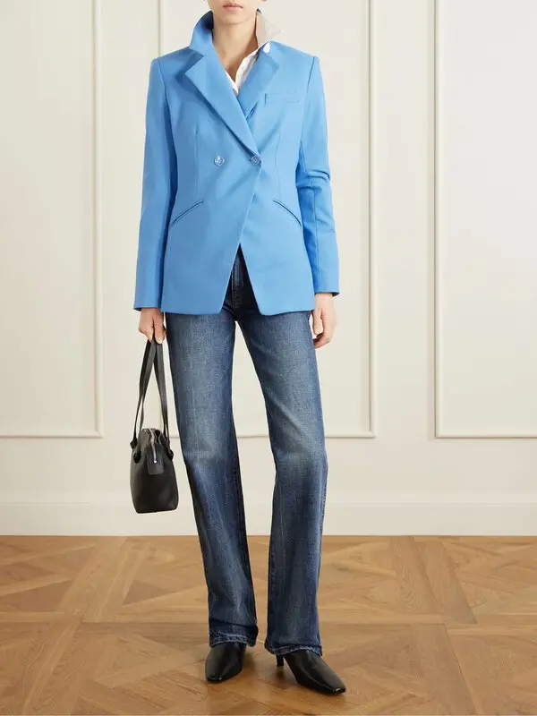Veronica Beard Amos Dickey Double-breasted Twill Blazer