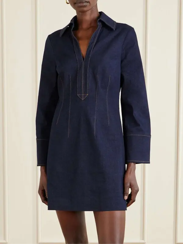 Veronica Beard Raymond Denim Mini Shirt Dress - Indigo