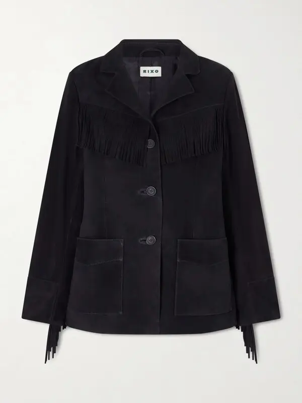 Rixo Teagan Fringed Suede Jacket