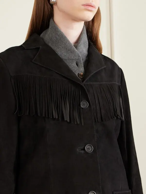 Rixo Teagan Fringed Suede Jacket
