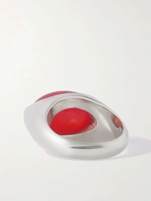 LOREN STEWART Orb Sterling Silver Carnelian Ring - Orange