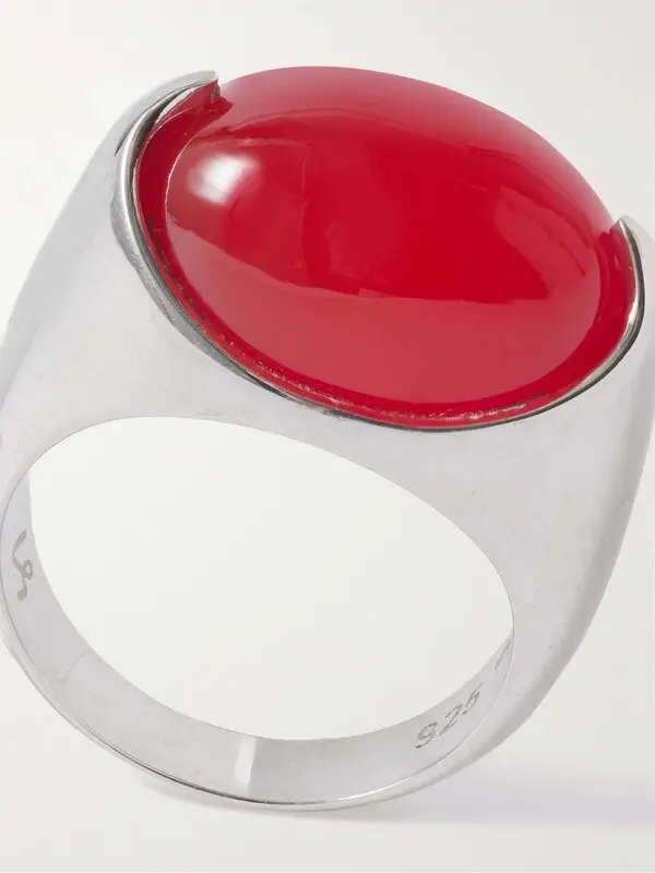 LOREN STEWART Orb Sterling Silver Carnelian Ring - Orange