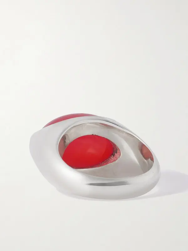 LOREN STEWART Orb Sterling Silver Carnelian Ring - Orange