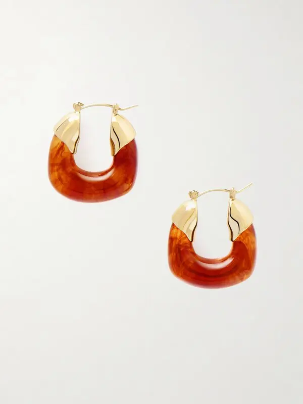 LIZZIE FORTUNATO Mini Organic Gold-plated Hoop Earrings - Brown