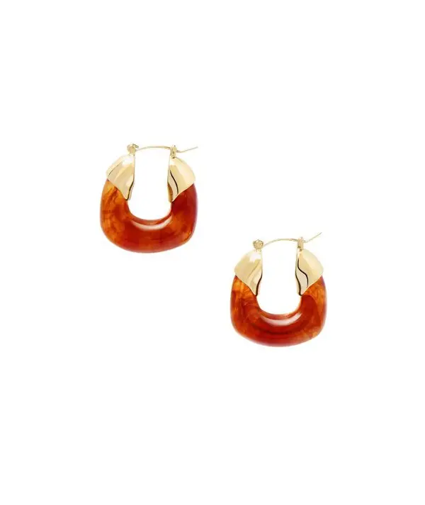 LIZZIE FORTUNATO Mini Organic Gold-plated Hoop Earrings - Brown