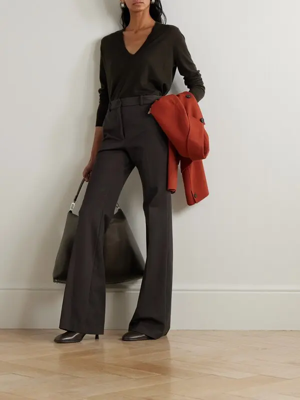 JOSEPH Tafira Stretch-gabardine Straight-leg Pants - Brown