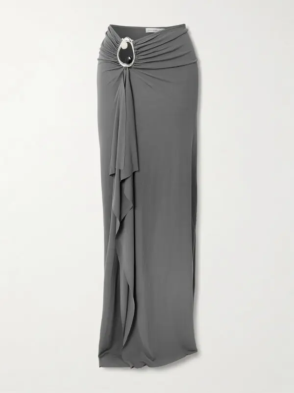 Christopher Esber Orica Asymmetric Embellished Maxi Skirt - Gray