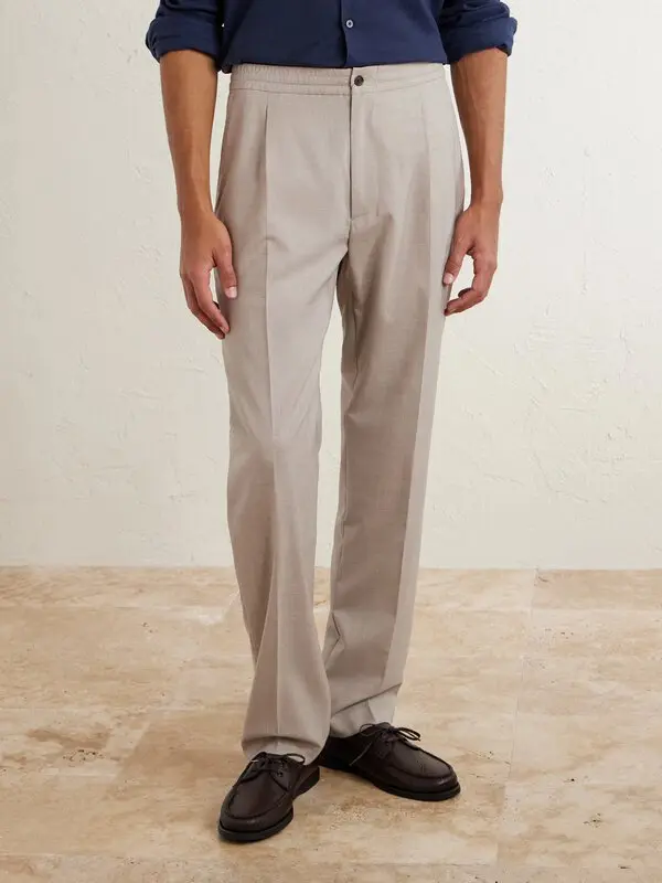 Dunhill Tapered Super 130s Wool Trousers - Gray