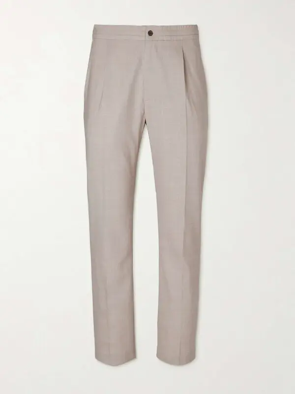 Dunhill Tapered Super 130s Wool Trousers - Stone