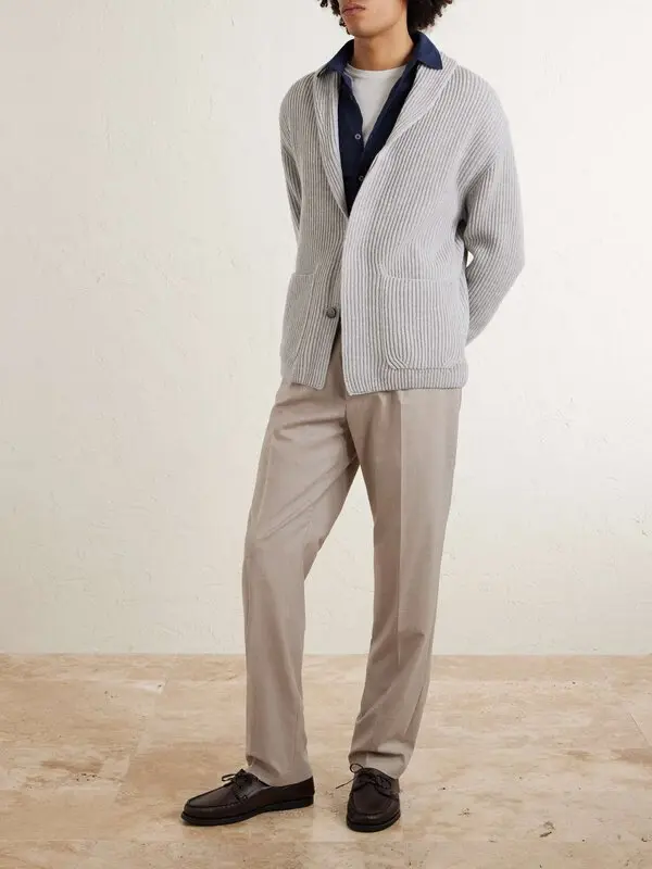 Dunhill Tapered Super 130s Wool Trousers - Stone