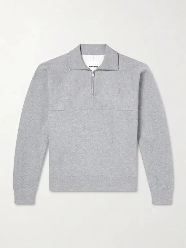 JIL SANDER Cotton-jersey Half-zip Sweatshirt
