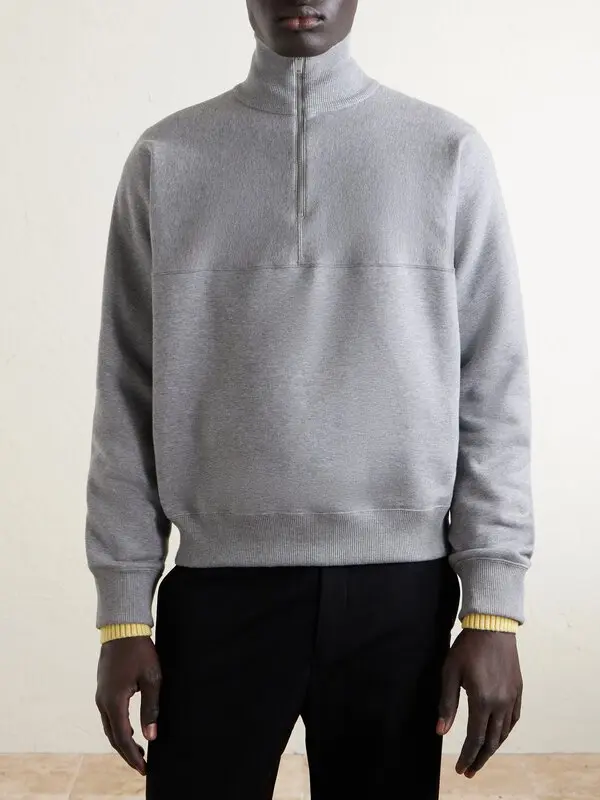 JIL SANDER Cotton-jersey Half-zip Sweatshirt
