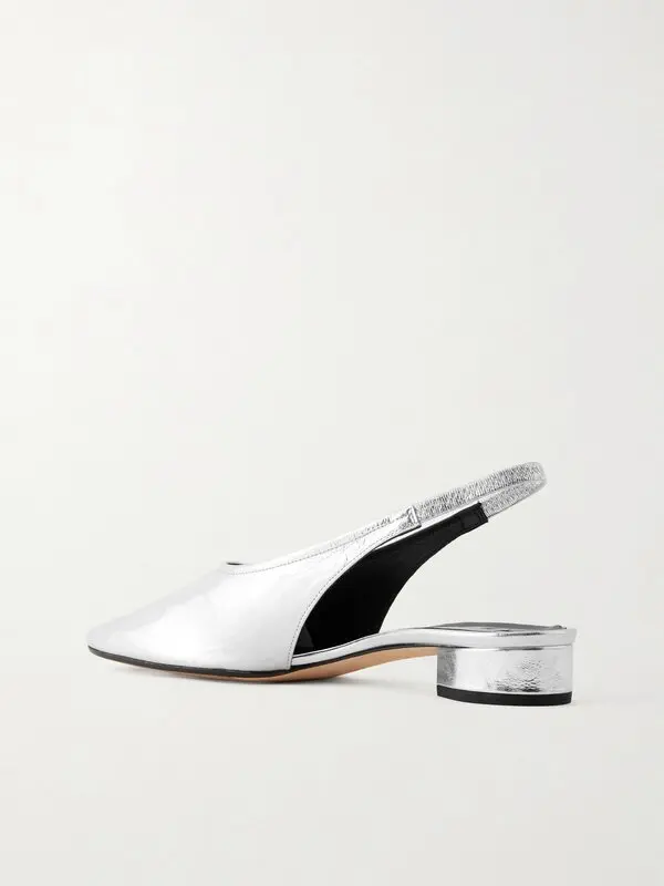 AeydĒ Dua Metallic Crinkled-leather Slingback Pumps - Silver