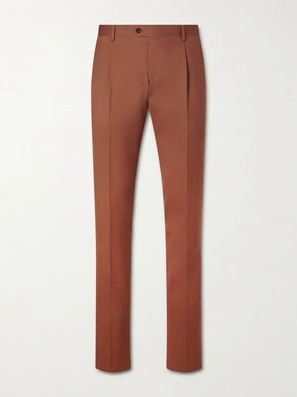 LARDINI Slim-fit Pleated Virgin Wool-twill Suit Trousers