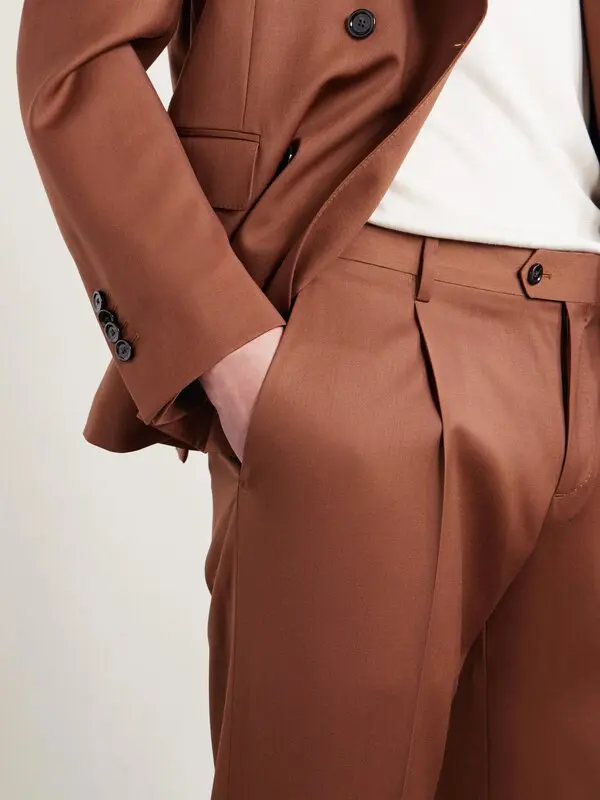 LARDINI Slim-fit Pleated Virgin Wool-twill Suit Trousers