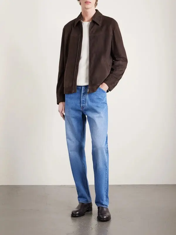 Canali Woven Suede Jacket - Brown