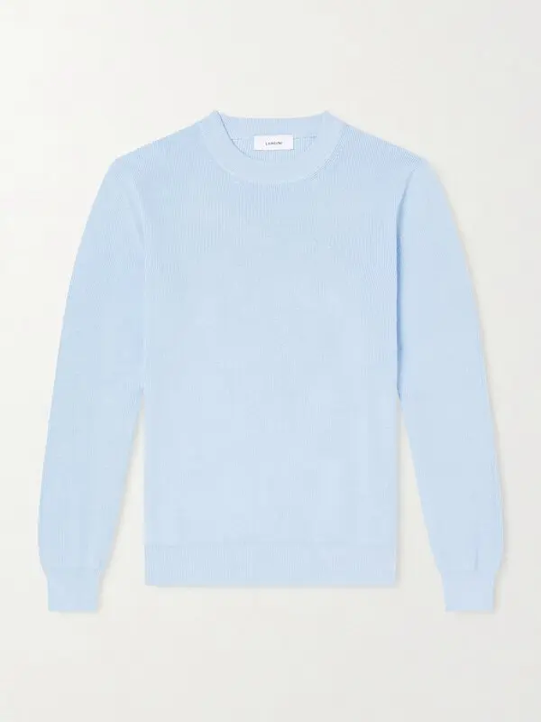 LARDINI Cotton Crewneck Sweater - Blue
