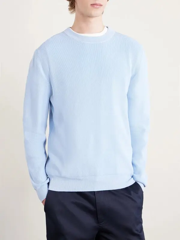 LARDINI Cotton Crewneck Sweater - Blue