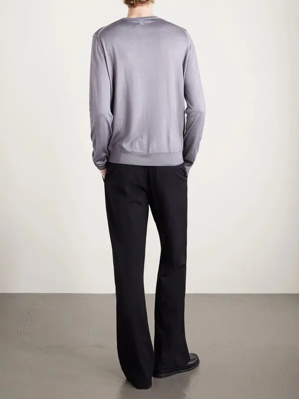 Canali Wool And Silk-blend Crewneck Sweater