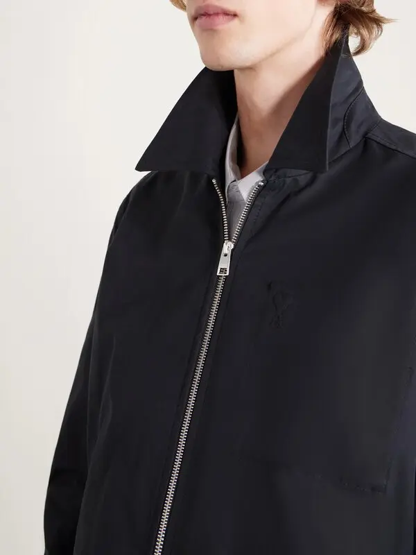 Ami Logo-embossed Cotton-gabardine Blouson Jacket - Black