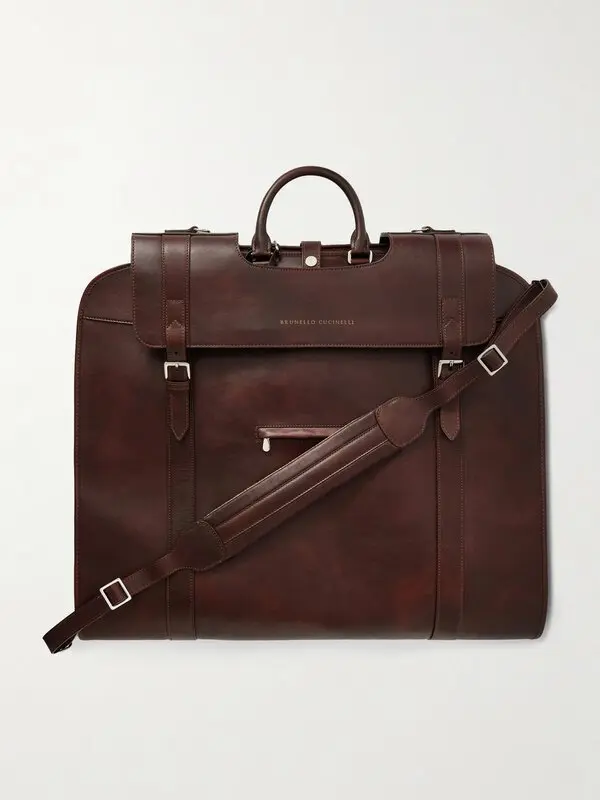 Brunello Cucinelli Leather Suit Carrier - Burgundy