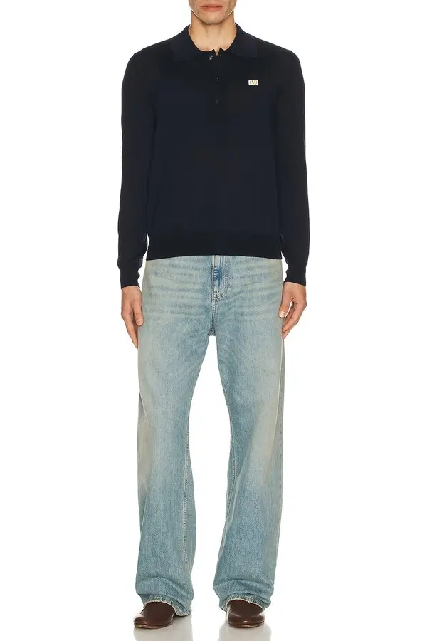 Valentino Garavani V Logo Signature Polo In Blue - Navy