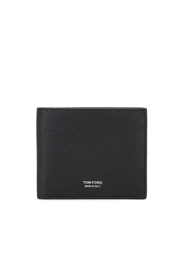 TOM FORD Soft Grain Leather T Line Classic Bifold Wallet - Black