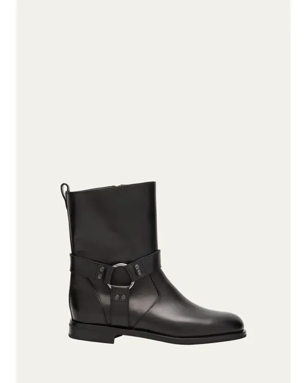 Manolo Blahnik Calica Leather Moto Ankle Boots