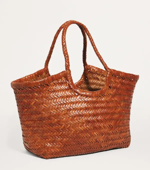 Dragon Diffusion Large Leather Woven Nantucket Tote - Brown