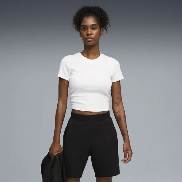 PUMA Cloudspun Ultra Soft Ribbed Crop T-shirt - White