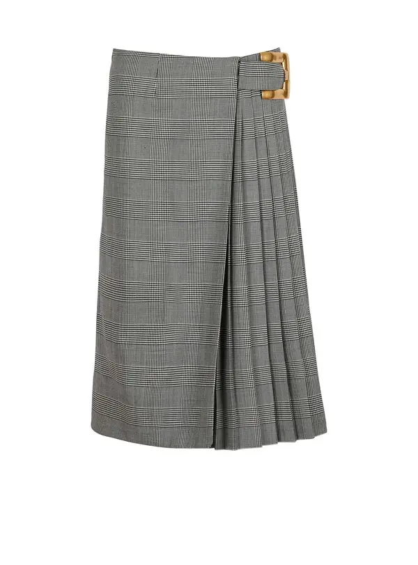 Balmain Prince Of Wales Jacquard Midi Skirt
