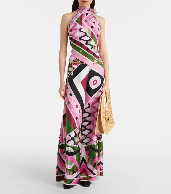 Emilio Pucci Vivara Silk Satin Wide-leg Pants - Pink