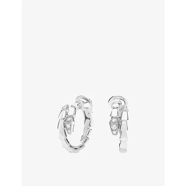 BVLGARI Serpenti Viper Diamond Hoop Earrings - White Gold