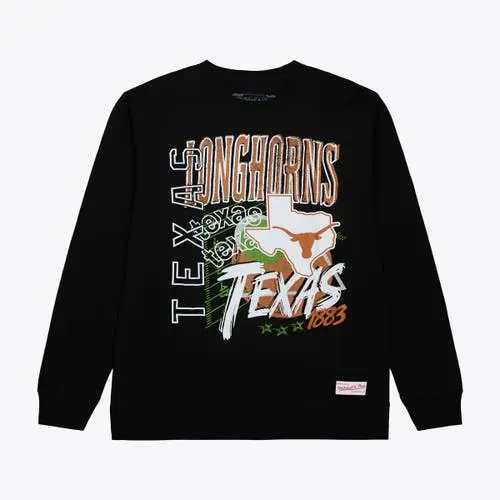 Mitchell & Ness Texas Longhorns Half Time Fleece Crewneck Sweatshirt - Black