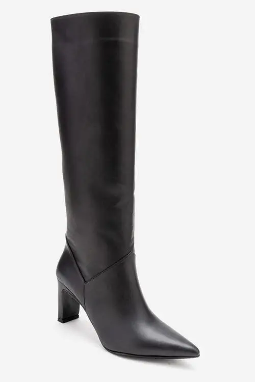 FOREVER & ALWAYS SHOES Merla Leather Block Heel Boots - Black