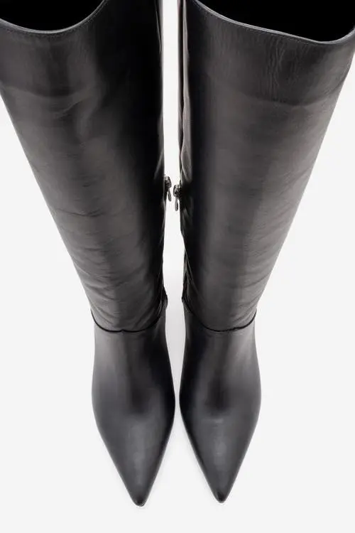 FOREVER & ALWAYS SHOES Merla Leather Block Heel Boots - Black