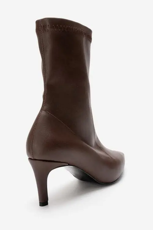 PROLOGUE SHOES Rossano Stiletto Heel Boots - Brown