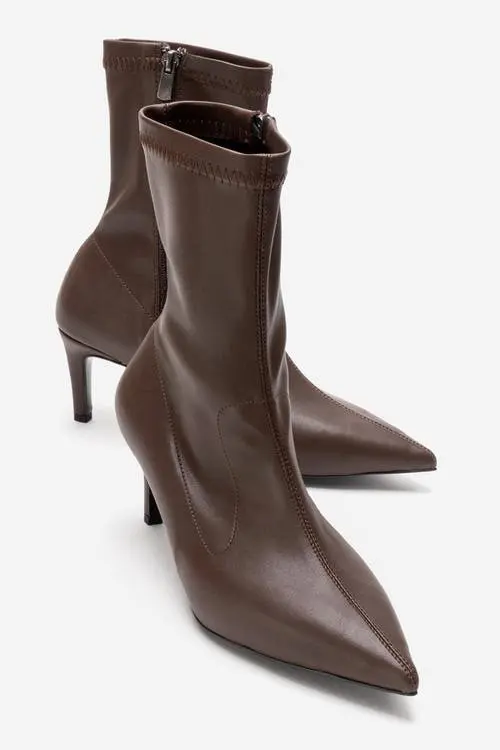 PROLOGUE SHOES Rossano Stiletto Heel Boots - Brown