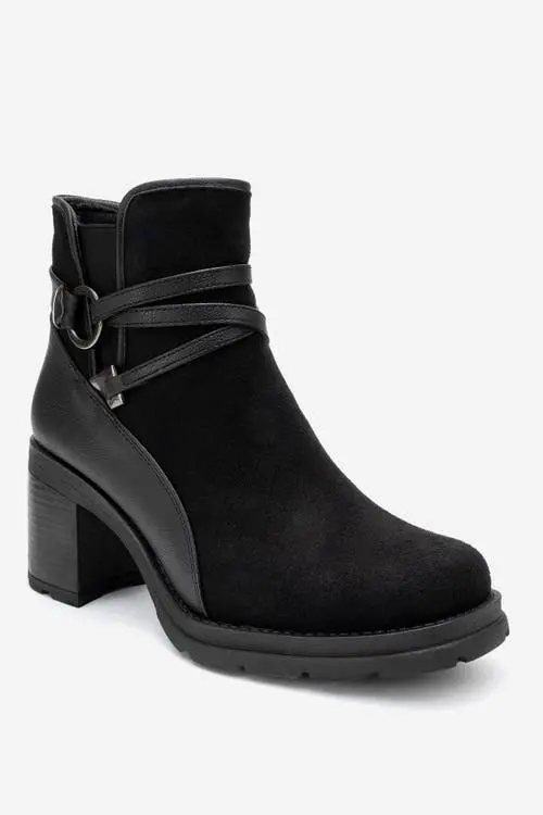 PROLOGUE SHOES Wern Block Heel Ankle Boots - Black Suede